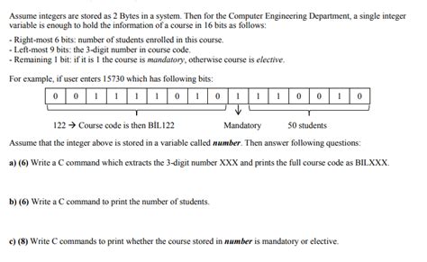 Solved Assume Integers Are Stored As 2 Bytes In A System