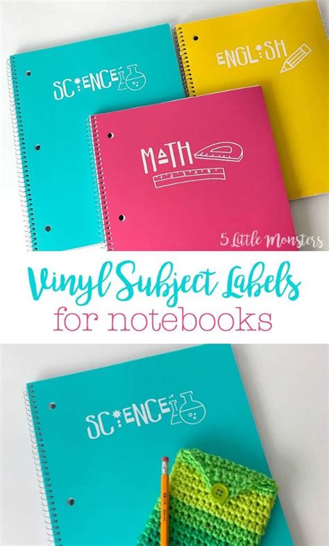 Vinyl Subject Labels For Notebooks DIY Cricut Project