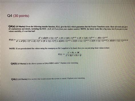 solved q4 30 points q4 a [15 marks] given the following
