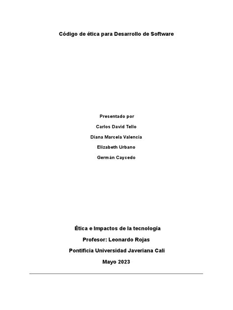 Código De Ética Para Desarrolladores De Software Pdf Ingeniería De