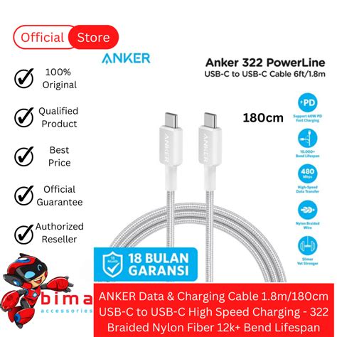 Jual ANKER Kabel Charger Data Cable Fast Charging USB C To USB C 60 Watt Type C Panjang 180cm