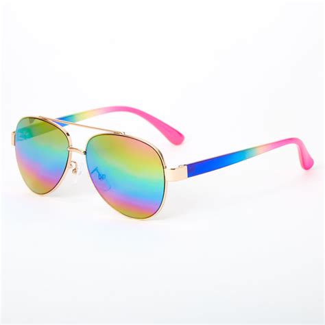 Claires Club Rainbow Aviator Sunglasses Claires Us