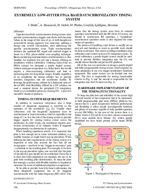 Pdf Extremely Low Jitter Fpga Based Synchronization Timing System
