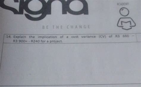 Solved Explain The Implication Of A Cost Variance CV Chegg Com