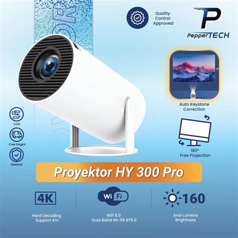 Jual Peppertech Smart Proyektor Hy Pro Proyektor Mini Android K Hdr Dual Band Wifi