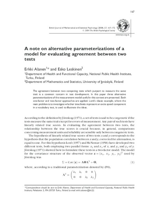 Pdf A Note On Alternative Parameterizations Of A Model For Evaluating