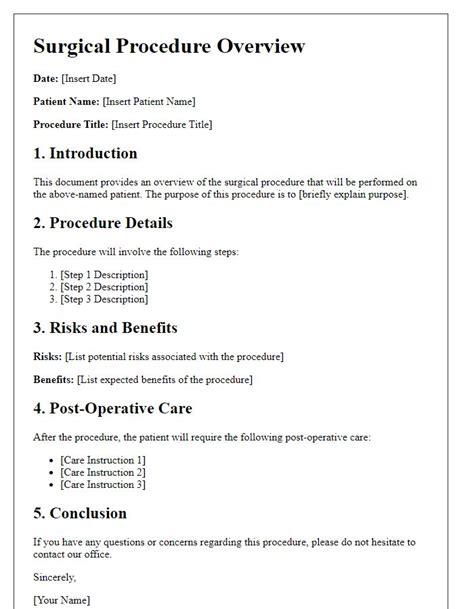Letter Template For Surgical Procedure Explanation Free Samples In