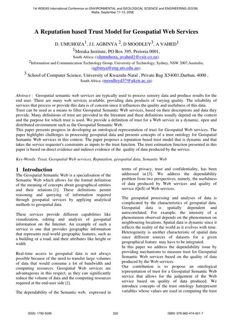 Pdf A Reputation Based Trust Model For Geospatial Web Services