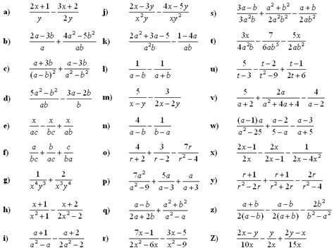 Simplify Algebraic Fractions Worksheets