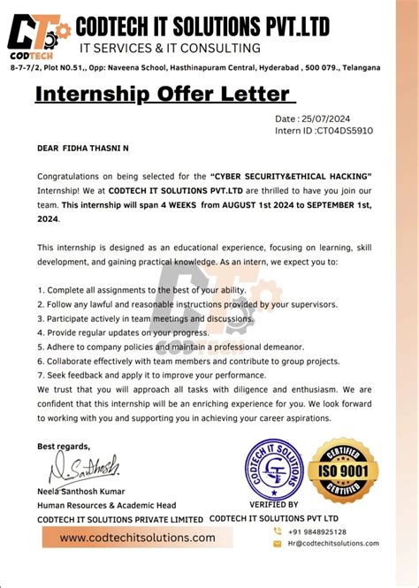 fidha thasni n on linkedin cybersecurity ethicalhacking internship careergrowth