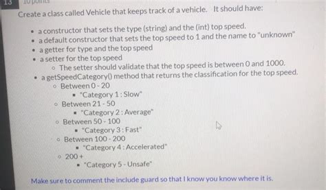 Solved 13 Create A Class Called Vehicle That Keeps Track Of
