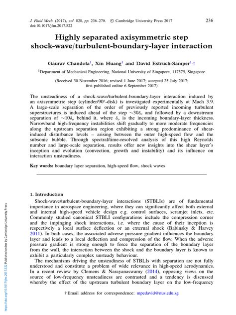 Highly Separated Axisymmetric Step Shock Waveturbulent Boundary Layer