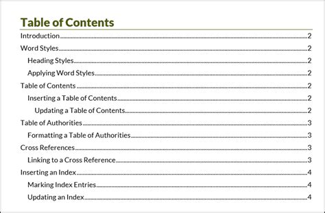 How To Insert And Update A Table Of Contents Simon Sez IT
