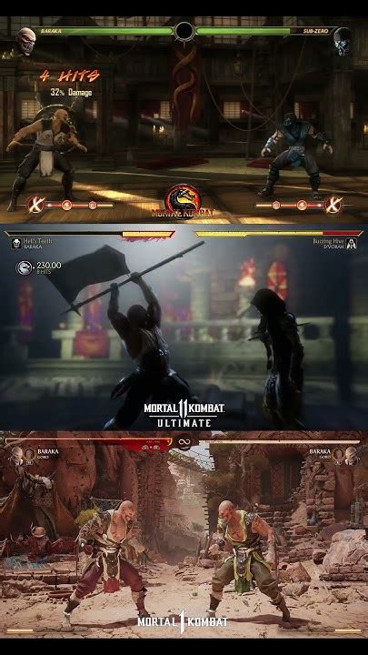 Mk9 Vs Mk11 Vs Mk1 Baraka X Ray And Fatal Blows Comparison Shorts