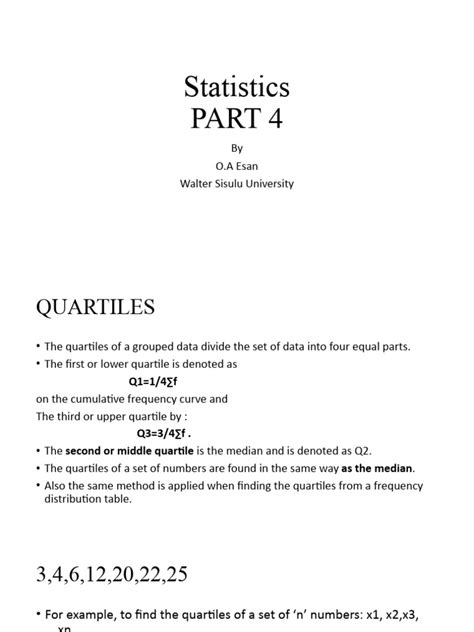 Statistics Part 4 Pdf Quartile Mean