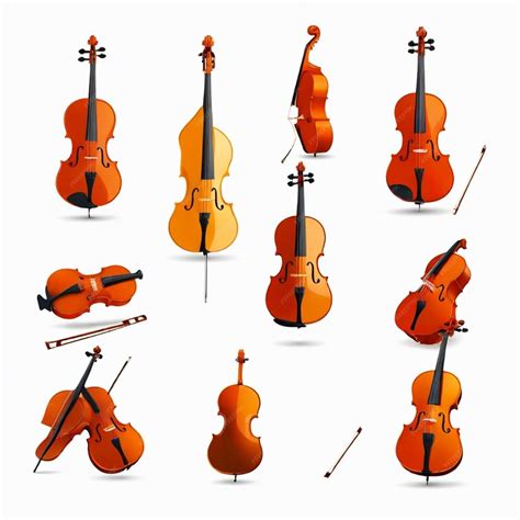 A Collection Of Different Types Of Violins And A Picture Of A Violin