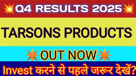 Tarsons Products Q4 Results 🔴 Tarson Product Result 🔴 Tarson Share Latest News 🔴 Tarson Result
