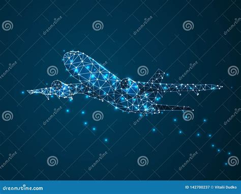 Airline 3D Low Poly Abstract Illustration Vector Digit Wireframe