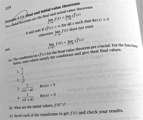 Solved Theorems 224 Initial Value Theorems And Final Value Theorems