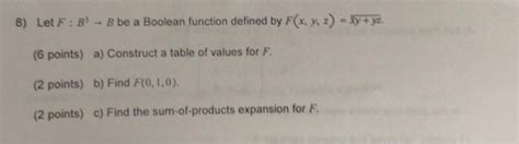 Solved 8 Let F B B Be A Boolean Function Defined By Fx Y