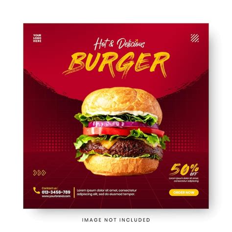 음식 메뉴 홍보 배너 프레임에 대한 소셜 미디어 게시물 템플릿 프리미엄 벡터