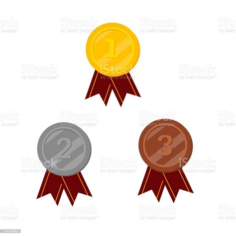 수상 스톡 일러스트 금 은 동메달 세트 숫자와 메달 벡터 삽화가 있는 챔피언 트로피 수상 1위에 대한 스톡 벡터 아트 및 기타 이미지 Istock