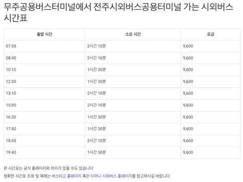 무주시외버스터미널 시간표