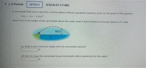 Solved A Cannonball Fired Out To Sea From A Shore Battery