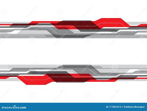 Abstract Red Gray Line Futuristic Technology On White Design Modern Background Vector