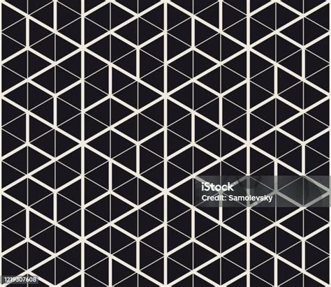 벡터 원활한 기하학적 패턴입니다 얇은 선 격자를 추상화합니다 간단한 흑백 삼각형 모양 격자 모양입니다 0명에 대한 스톡 벡터