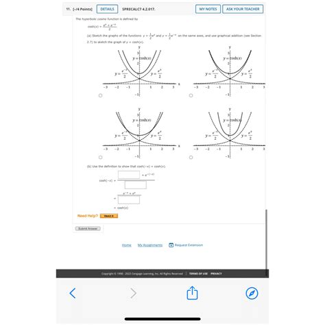 Solved Points Nsprecalc7 42017nthe Hyperbolic Cosine