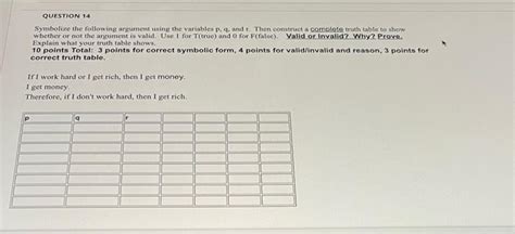 Solved Question 14 Symbolize The Following Argument Using