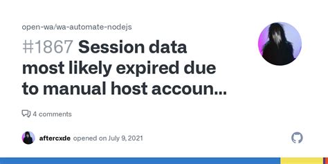 Session Data Most Likely Expired Due To Manual Host Account Logout