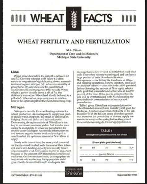 Wheat Fertility And Fertilization Msu Extension