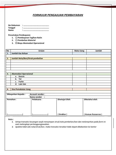 Form Pengajuan Pembayaran Pdf