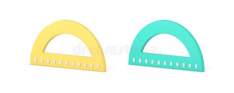 Corner Measure Protractor Ruler Engineering Curve Tool Tilt Scale Gauge 3d Icon Set Realistic