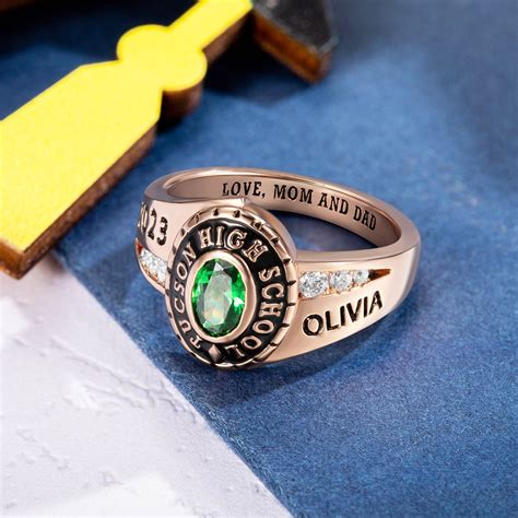 Custom School Class Ring Jewelry For Woman Sterling Silver High