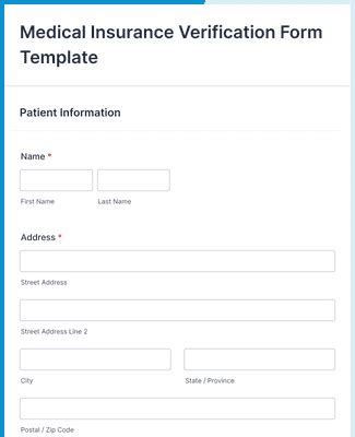 Medical Insurance Verification Form Template Jotform