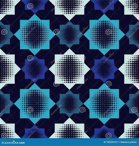 Seamless Abstract Geometric Halftone Pattern The Pattern Of Stars Dots Texture Stock