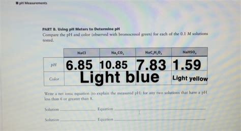 PH Measurements PART B Using PH Meters To Determine Chegg Com