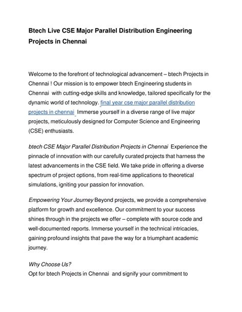 Ppt 485755btech Live Cse Major Parallel Distribution Engineering Projects Powerpoint