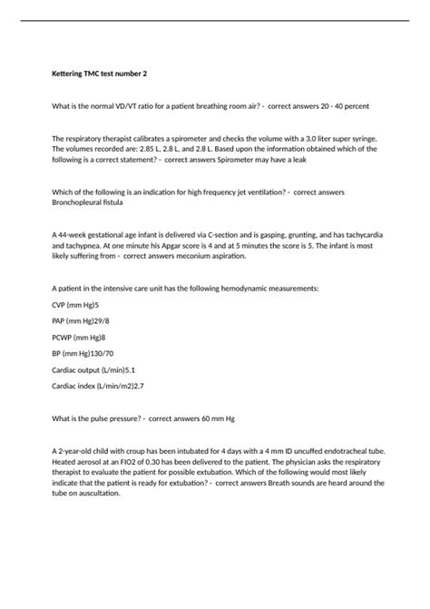 Kettering TMC Test Number Questions And Answers Kettering TMC Stuvia US