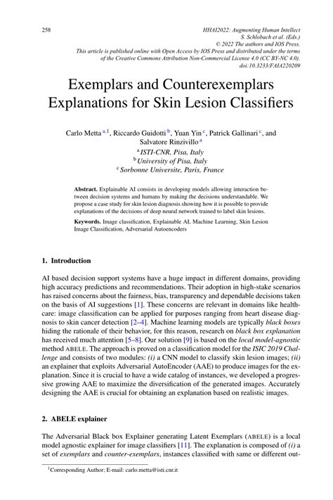 pdf exemplars and counterexemplars explanations for skin lesion