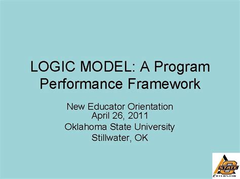 Logic Model A Program Performance Framework New Educator