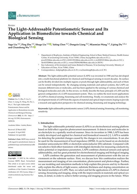 Pdf The Light Addressable Potentiometric Sensor And Its Application In Biomedicine Towards
