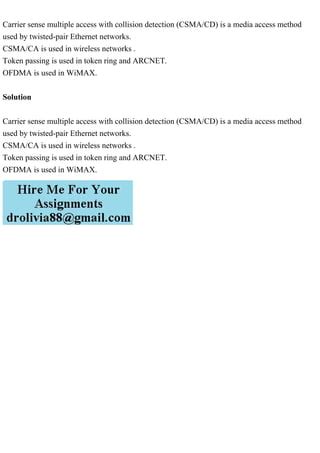 Carrier Sense Multiple Access With Collision Detection Csmacd Is Pdf
