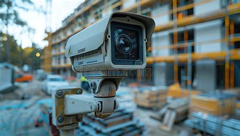 Security Camera Positioned In Front Of A Underconstruction Building