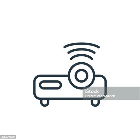 프로젝터 벡터 아이콘입니다 프로젝터 편집 가능한 스트로크 웹 및 모바일 앱 로고 인쇄 매체에 사용할 프로젝터 선형 기호입니다 얇은 선 그림 벡터 격리 된 윤곽선 도면입니다