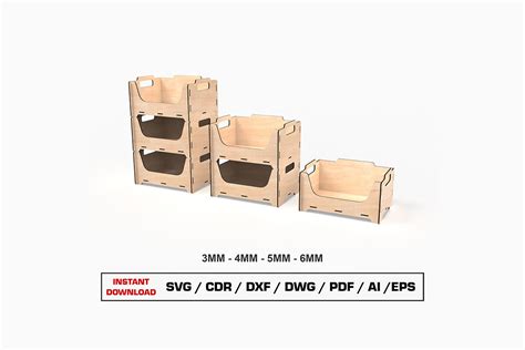 Stackable Storage Box Laser Cut Files · Creative Fabrica