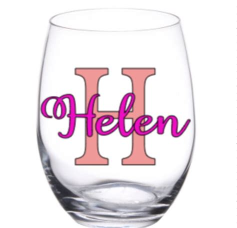 Monogrammed Initial And Name Personalized Stemless Wine Glasses